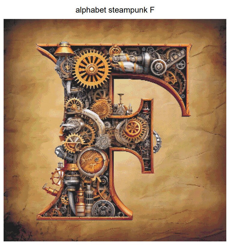 Steampunk Alphabet Letter F Large Size Pattern Keeper Compatible PDF ...