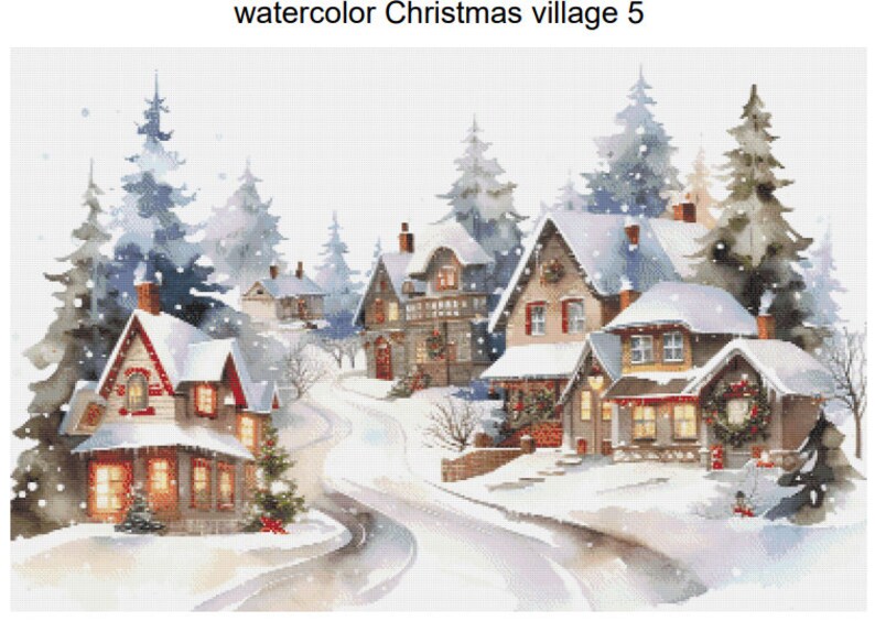 Watercolor Christmas Village Pattern Keeper Compatible PDF Instant ...