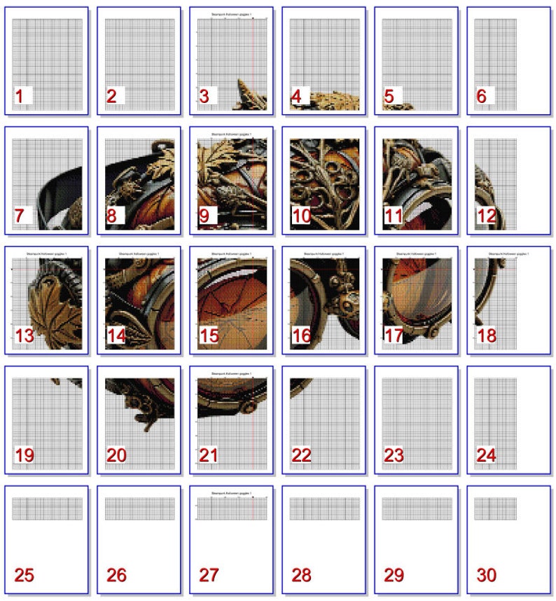 Steampunk Halloween Goggles Counted Cross Stitch Pattern PDF Instant ...
