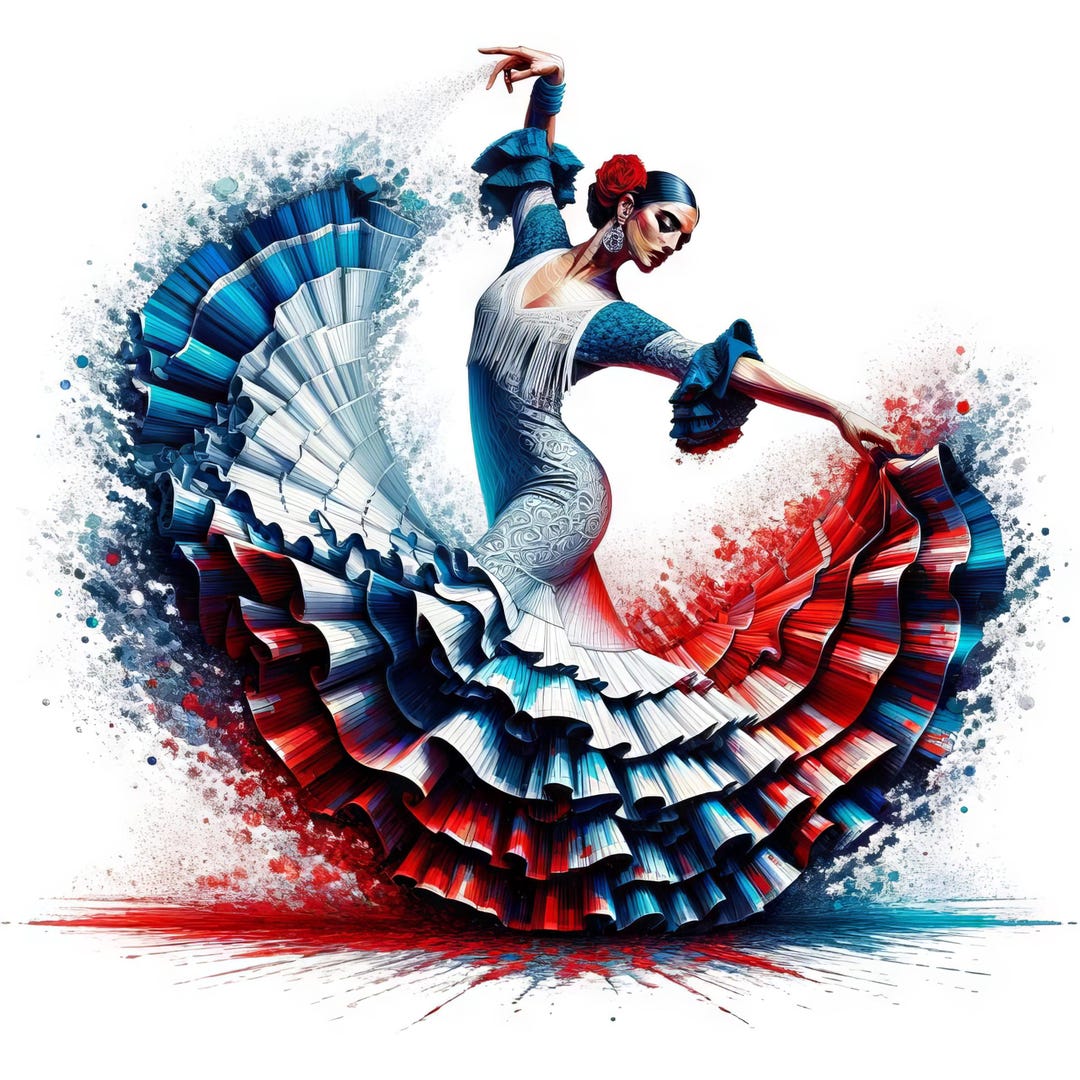 Flamenco Dancer 5 Blue Purple Gown PDF Instant Digital Download Counted ...