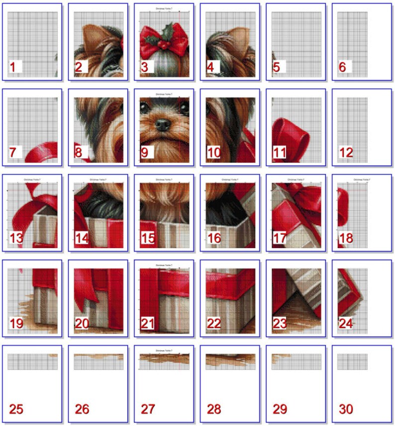 Christmas Yorkie Puppy Dog 7 PDF Instant Digital Download Counted Cross ...