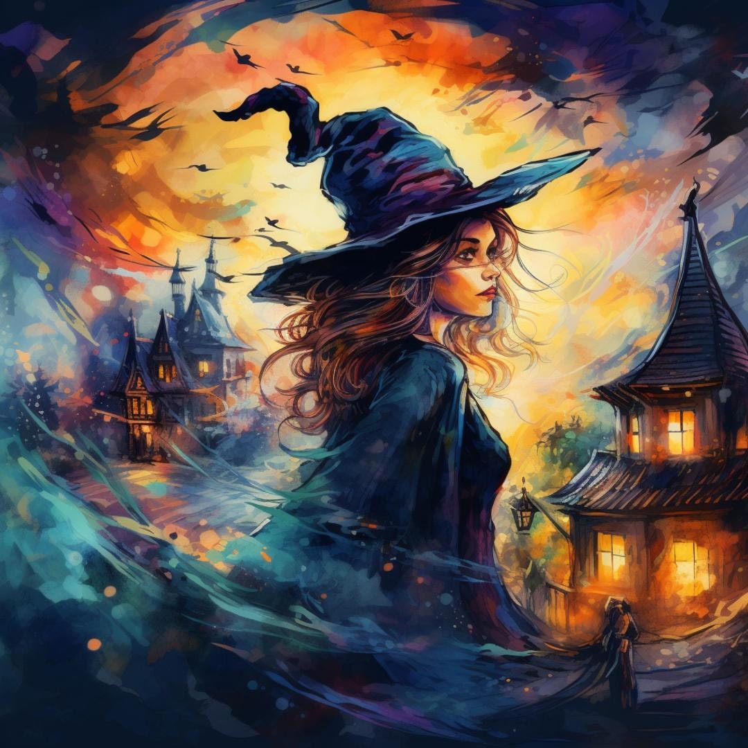 Spooky Halloween Witch Scene Pdf Instant Digital Download Counted Cross