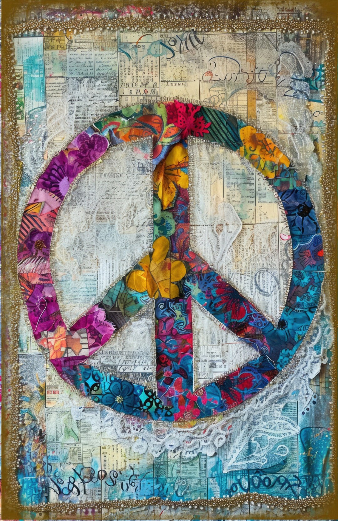 Patchwork Peace Sign Boho Pattern Keeper Compatible PDF Instant Digital ...