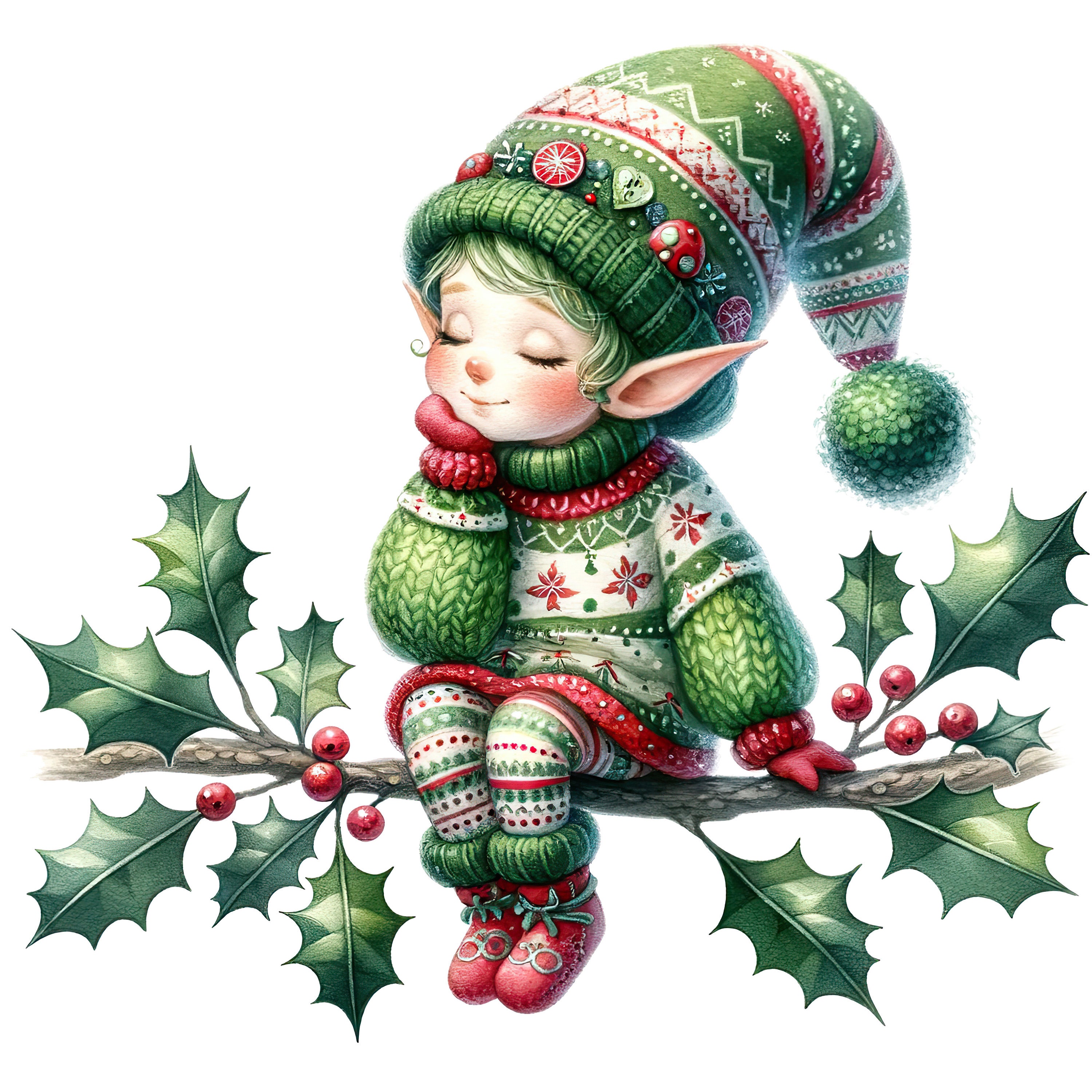 Christmas Elf Sitting on a Branch Pattern Keeper Compatible PDF Instant ...