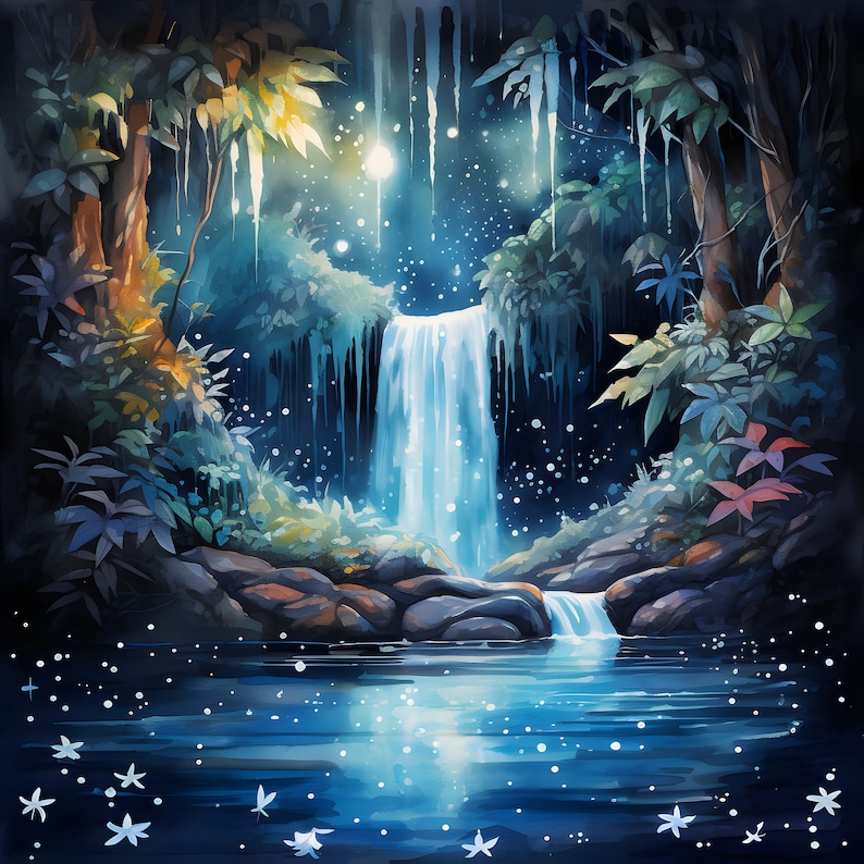 Enchanted Waterfall 4 Filtered Moon Light PDF Instant Digital Download ...