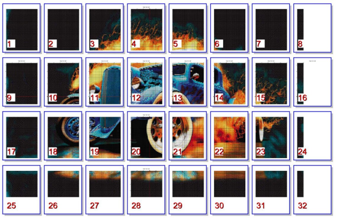 Electric Blue Hot Rod Flaming Burnout Drag Race Car PDF Digital Counted ...