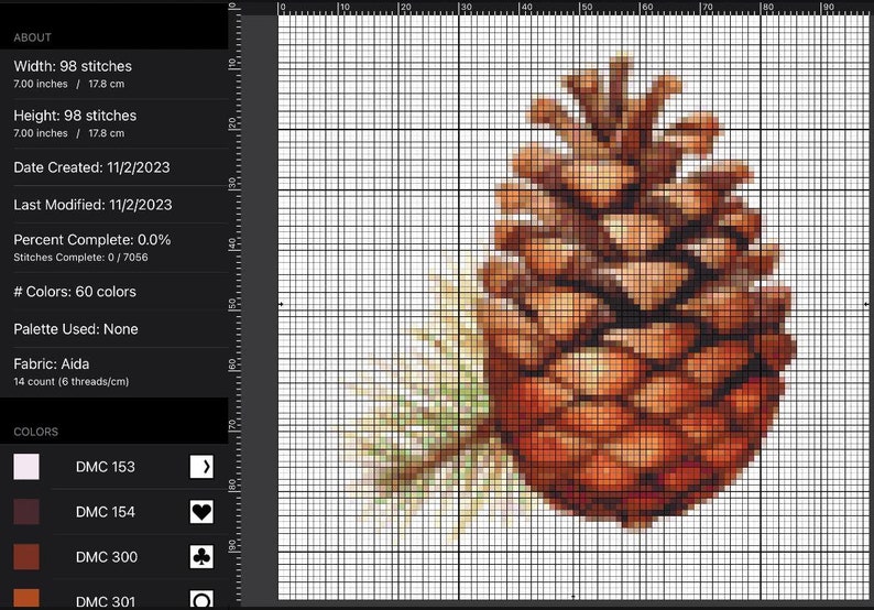 Small Pattern 4 or 6 Inch Pinecone PDF Instant Digital Download Counted ...