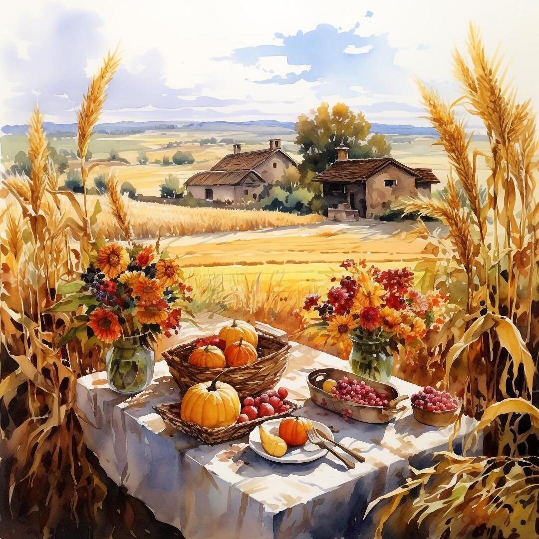 Thanksgiving Homestead Scene Autumn Pattern Keeper Compatible PDF ...