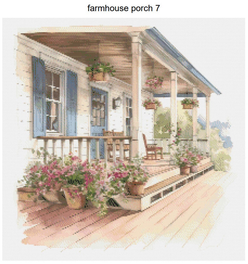 Summertime Farmhouse Front Porch Counted Cross Stitch Pattern Keeper ...