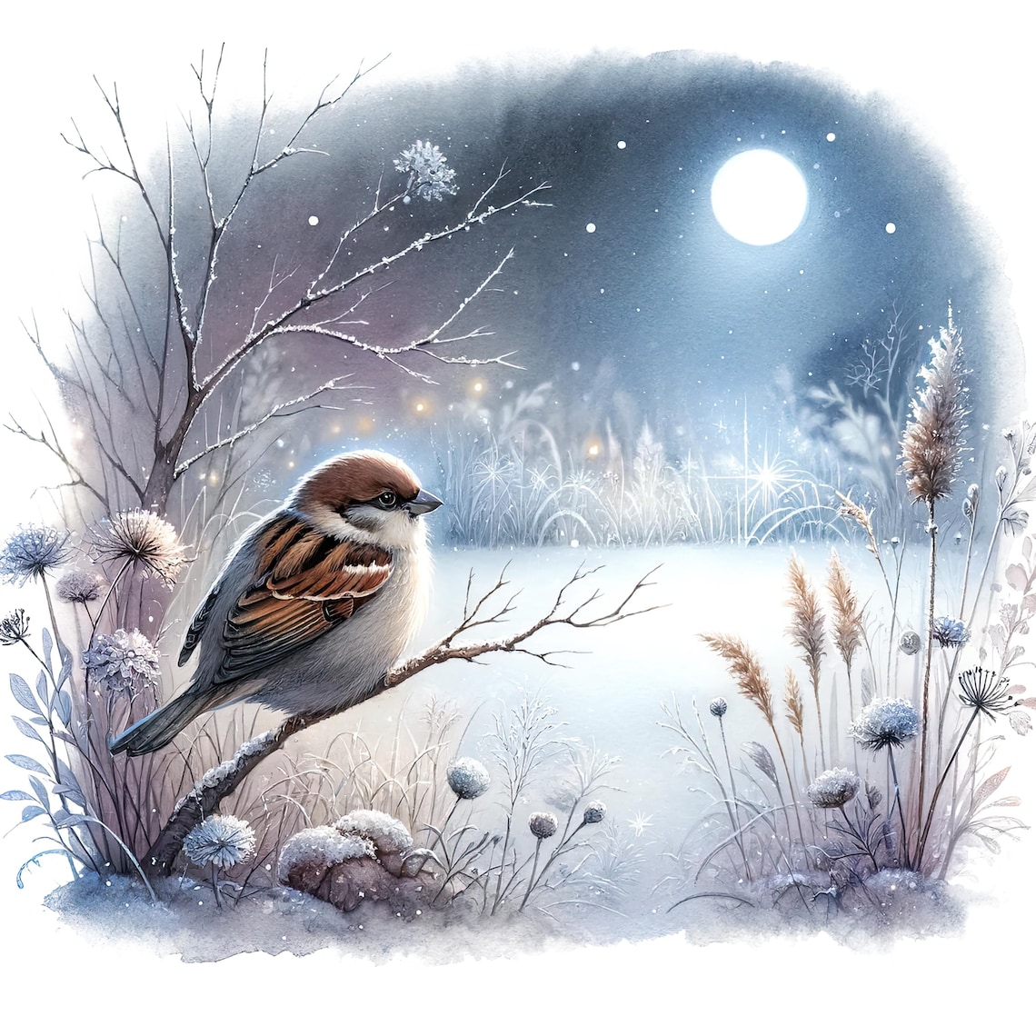 Winter Sparrow Bird 1 PDF Instant Digital Download Counted Cross Stitch ...