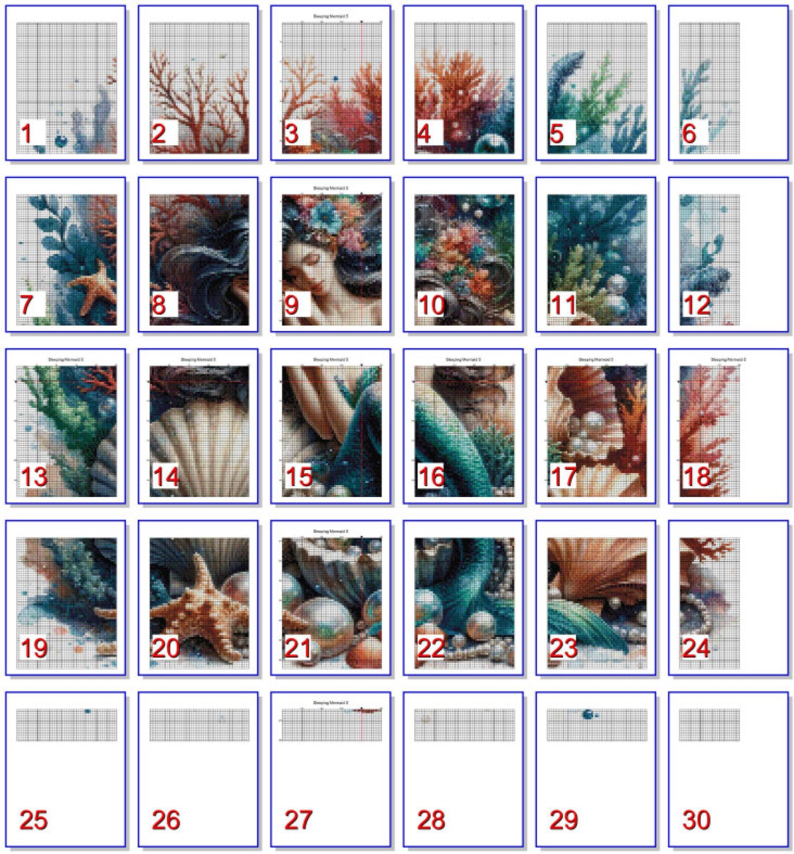 Sleeping Rainbow Mermaid Counted Cross Stitch Pattern - Etsy