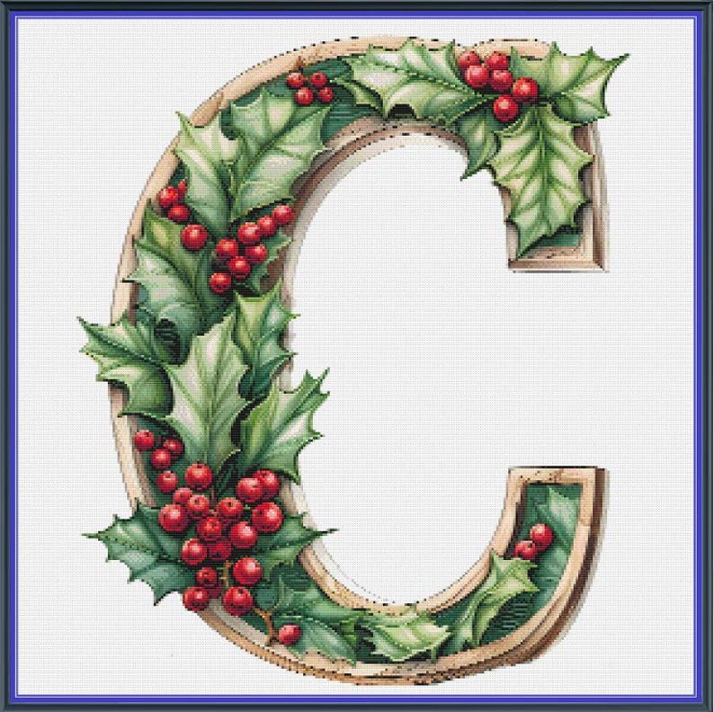 Alphabet Holly and Berries C Large Size Pattern Keeper Compatible ...