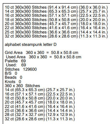 Steampunk Alphabet Letter D Large Size Pattern Keeper Compatible PDF ...