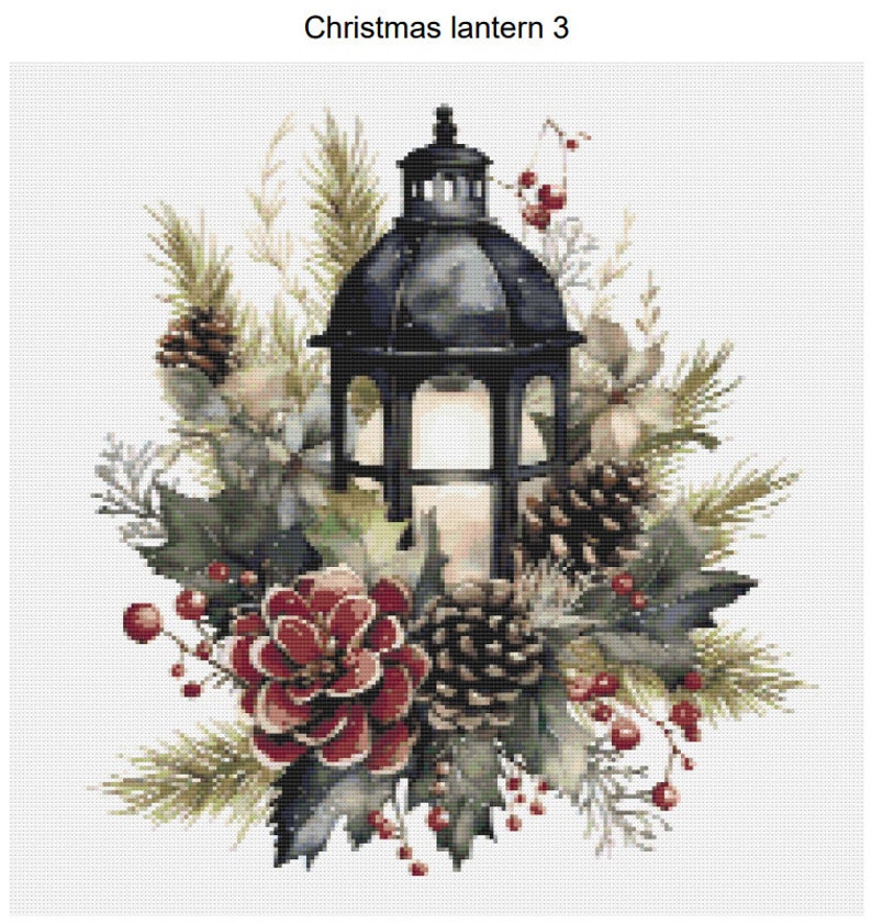 Watercolor Christmas Lantern Pattern Keeper Compatible PDF Instant ...