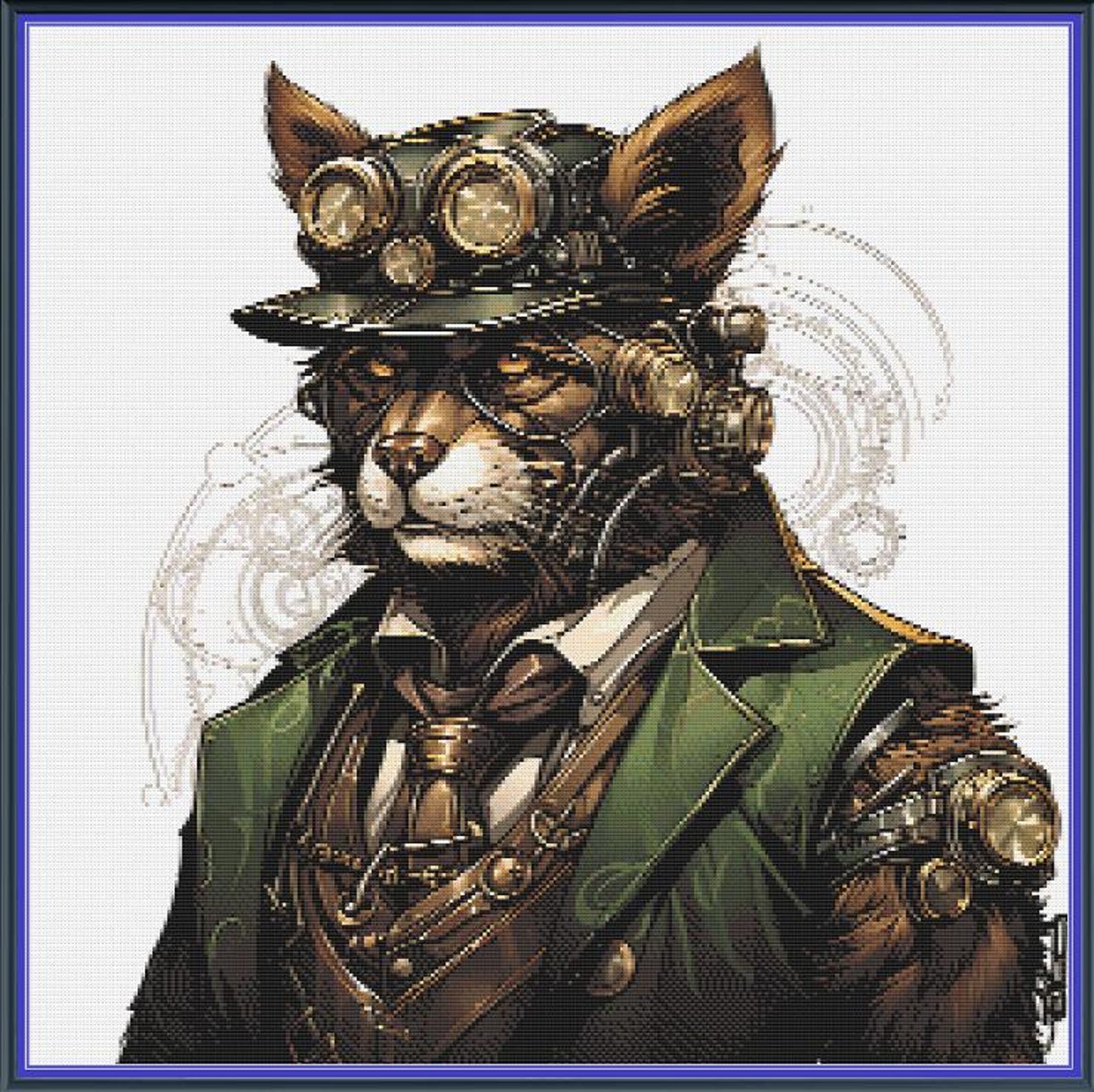 Steampunk Cat Portrait 9 Pattern Keeper Compatible PDF Instant Digital ...