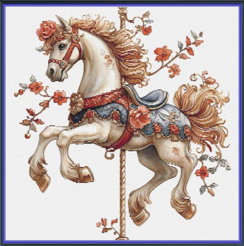 Carousel Horses 1 PDF Instant Digital Download Counted Cross Stitch ...