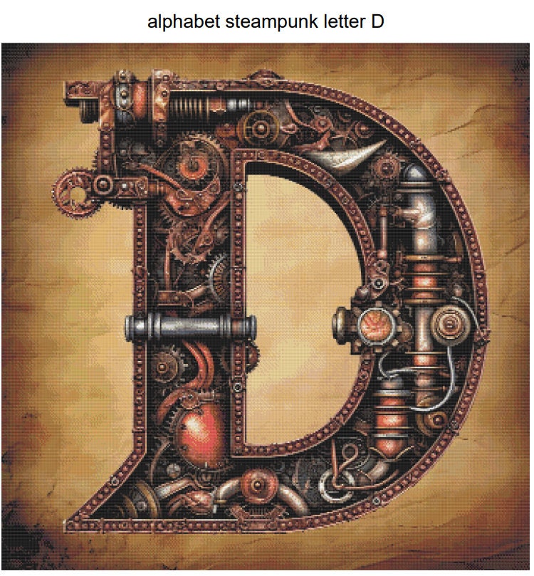 Steampunk Alphabet Letter D Large Size Pattern Keeper Compatible PDF ...