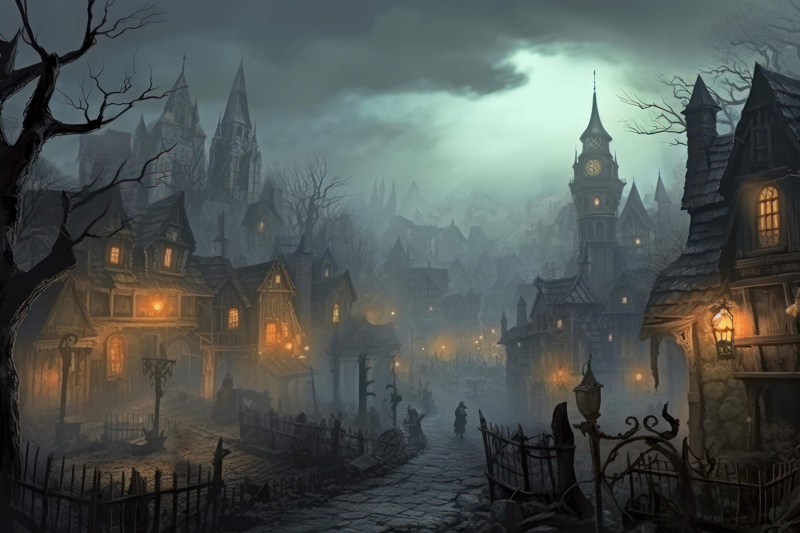 Cursed Old Town 3 Halloween Landscape Scene Pattern Keeper Compatible ...