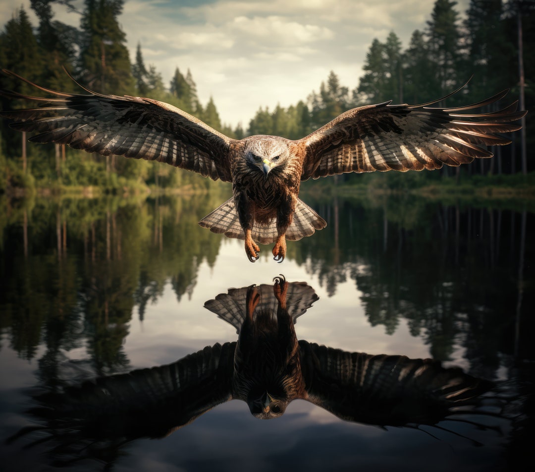 Red Tailed Hawk Reflected in Flight Spirit Totem PDF Instant Digital ...