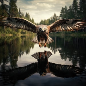 Red Tailed Hawk Reflected in Flight Spirit Totem PDF Instant Digital ...