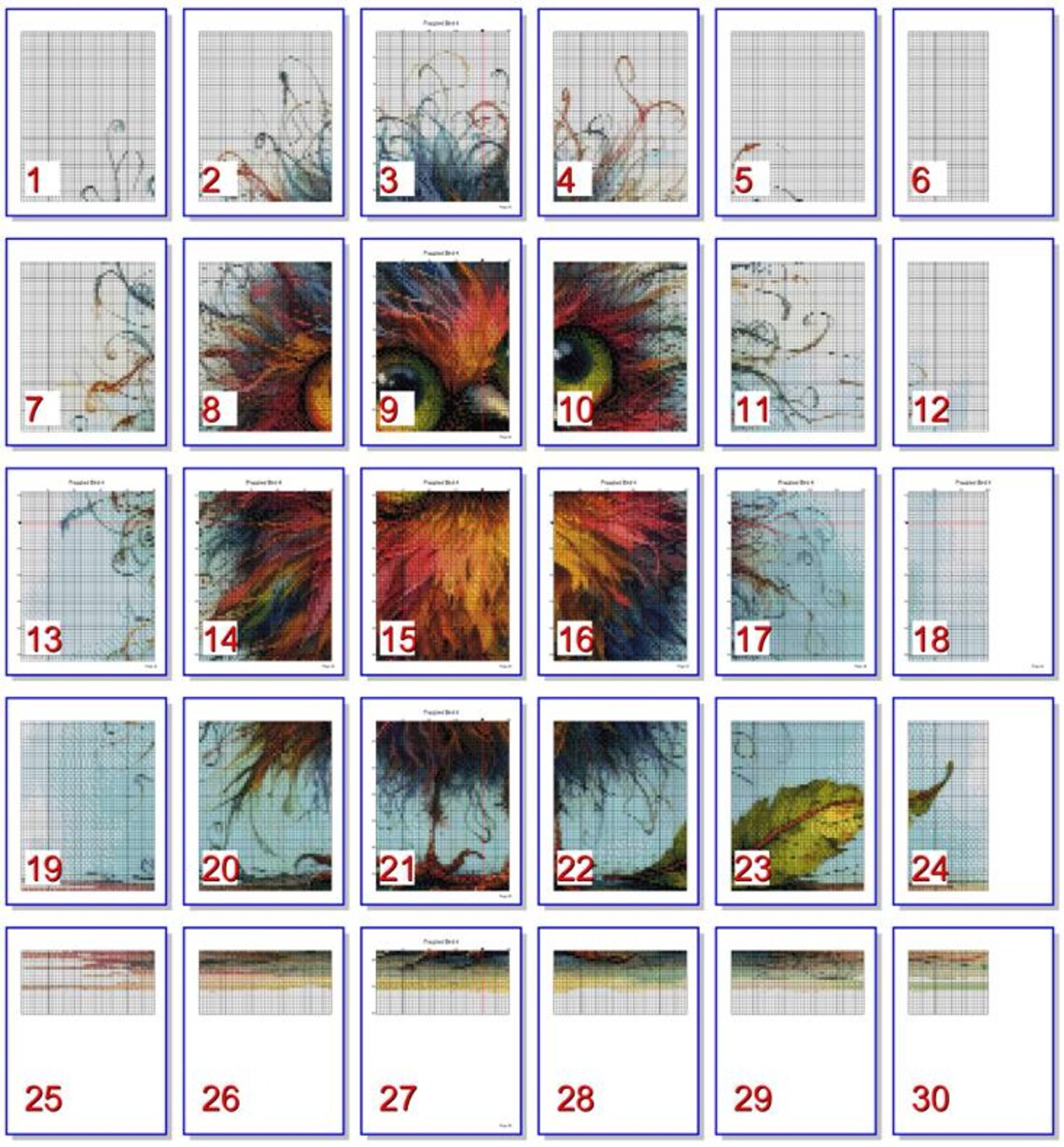 Frazzled Rainbow Bird 4 PDF Instant Digital Download Counted Cross ...