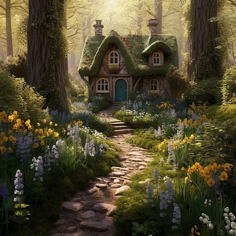 Spring Cottage Landscape Scene Counted Cross Stitch Pattern Keeper ...