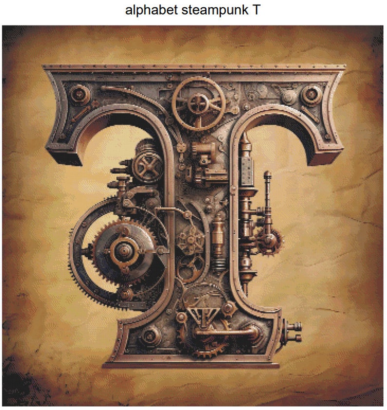 Steampunk Alphabet Letter T Large Size Pattern Keeper Compatible PDF ...