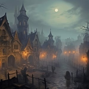 Cursed Old Town 16 Spooky Landscape Scene Pattern Keeper Compatible PDF ...