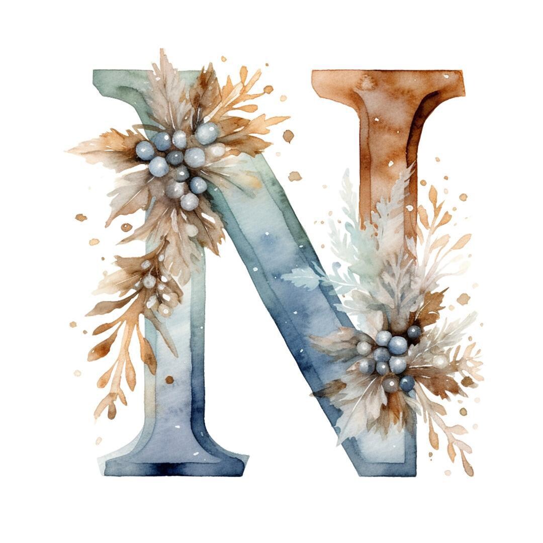 Small Winter Floral Alphabet Letter N, 5 Inch Counted Cross Stitch ...