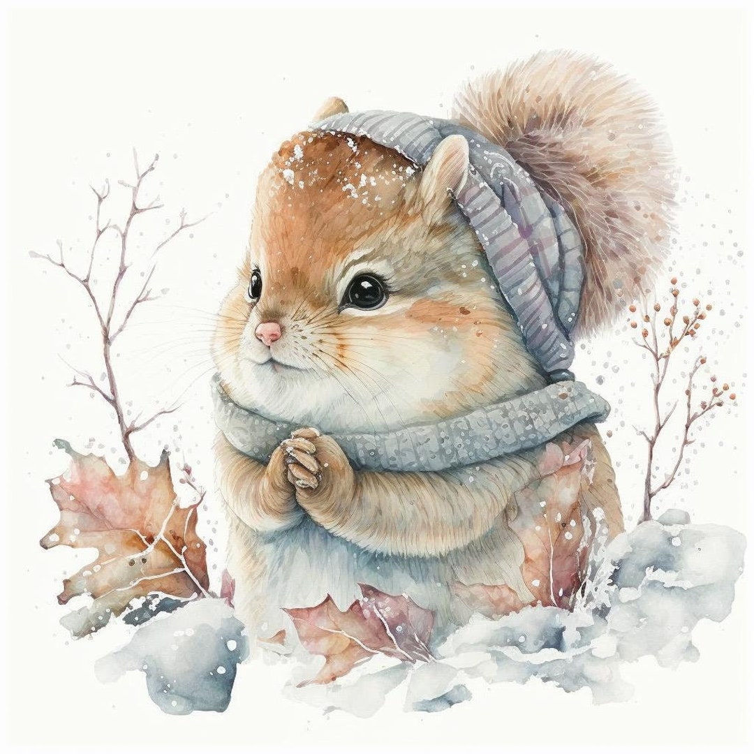 Watercolor Winter Chipmunk Pattern Keeper Compatible PDF Instant ...