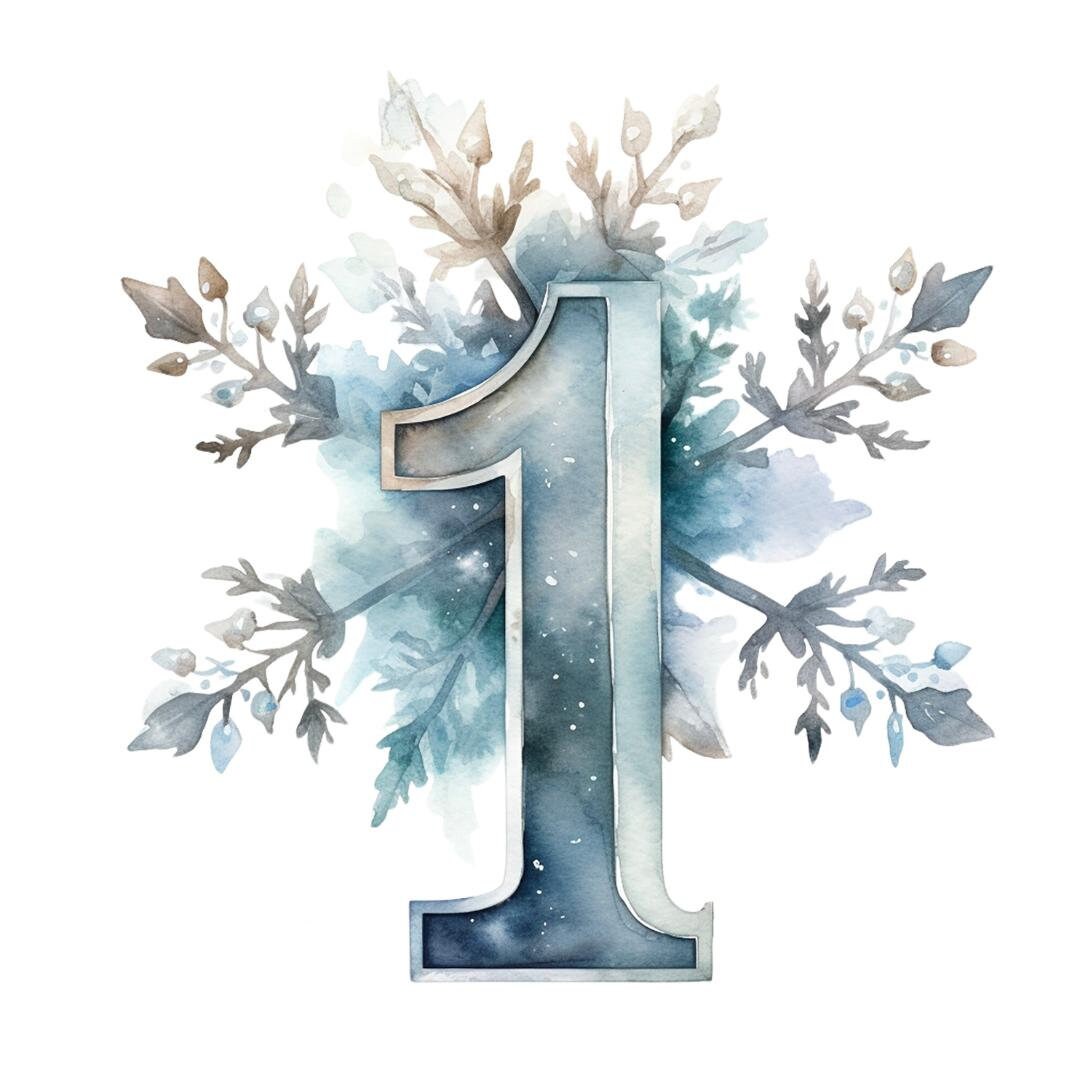 Winter Floral Number Numeral 1 Large Size Pattern Counted Cross Stitch ...