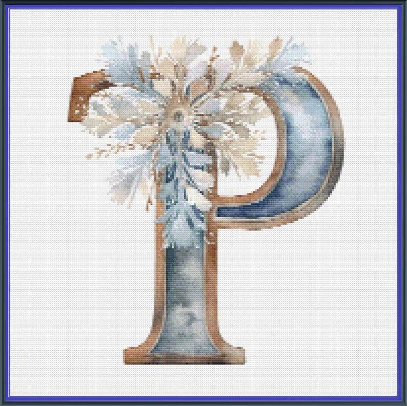 Winter Floral Alphabet Letter P Large Size Pattern Keeper Compatible ...