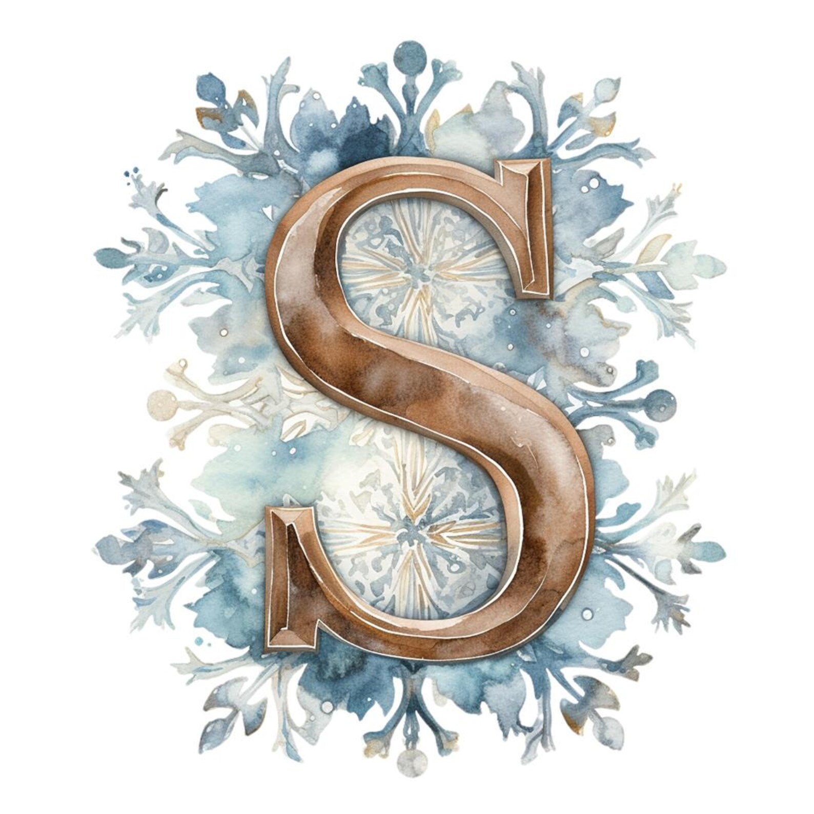 Winter Floral Alphabet Letter S Large Size Counted Cross Stitch Pattern ...