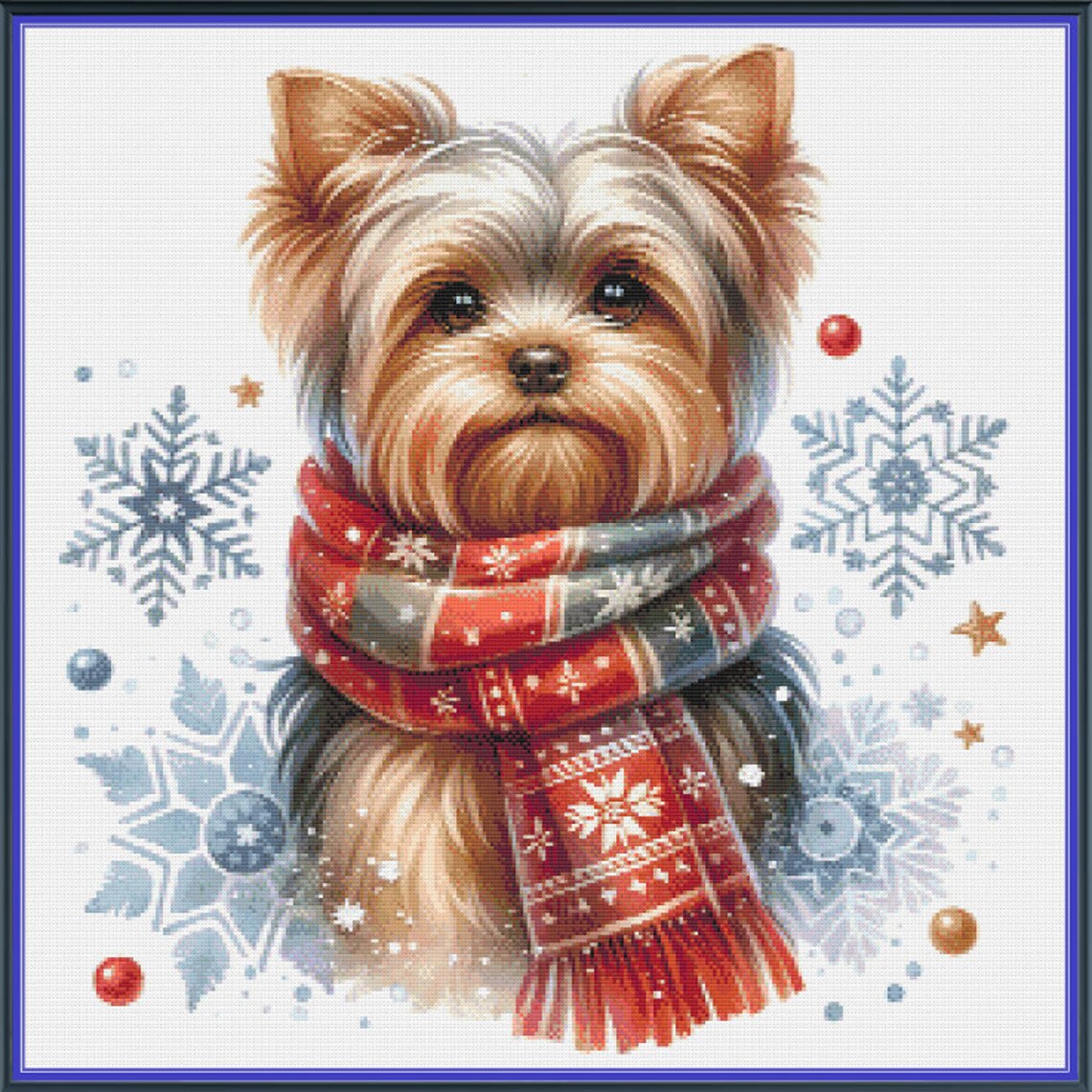 Christmas Yorkie Puppy Dog 4 PDF Instant Digital Download Counted Cross ...