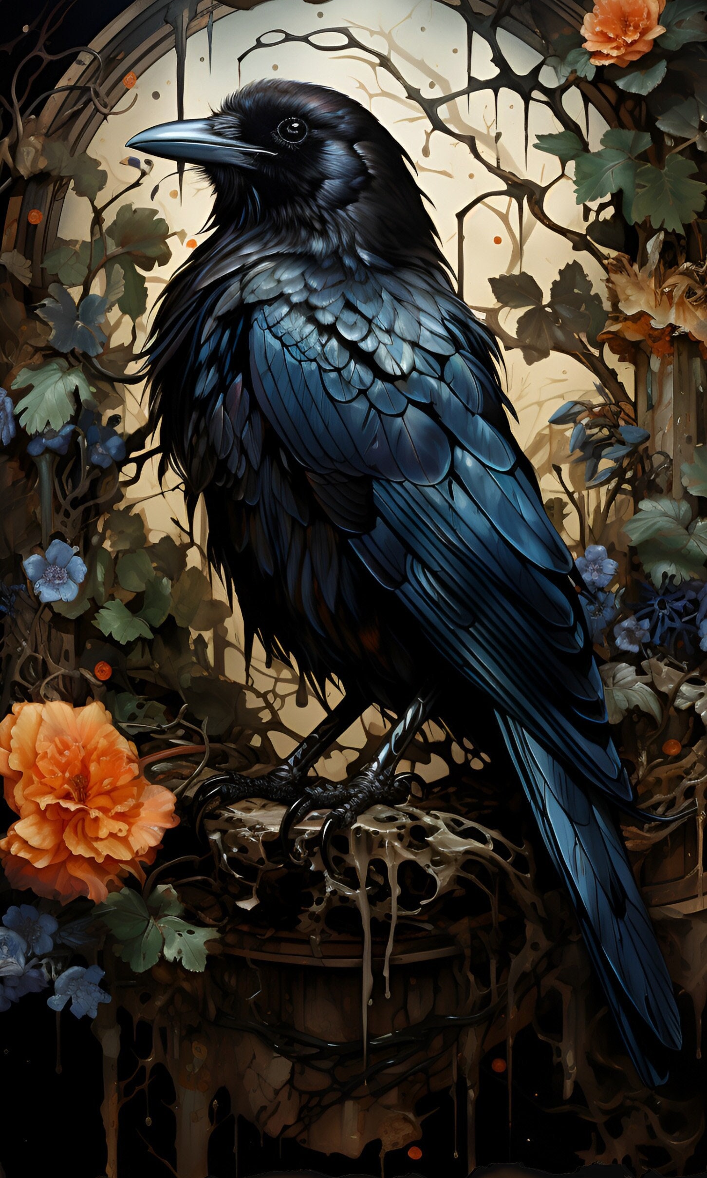 Crow the Messenger With Roses Pattern Keeper Compatible PDF Instant ...
