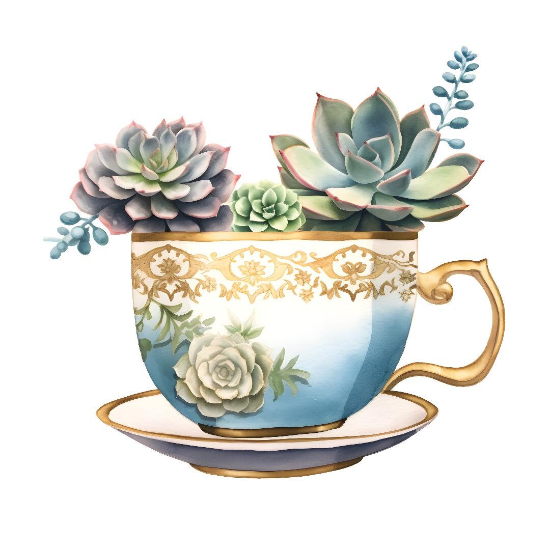 Watercolor Succulent Teacup Pattern Keeper Compatible PDF Instant ...