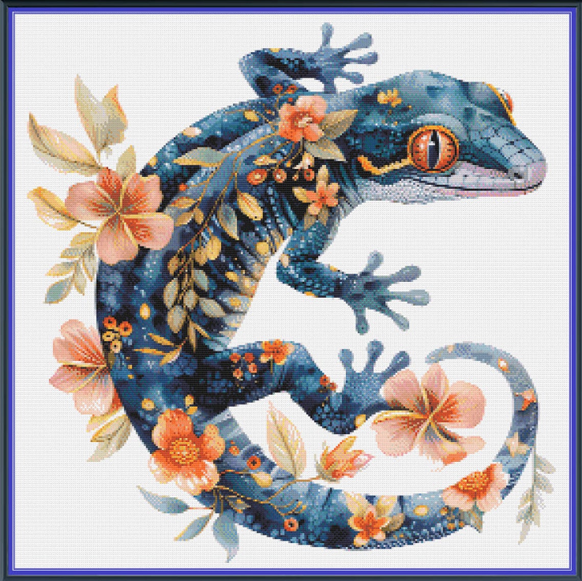 Floral Gecko 14 Spirit Totem PDF Instant Digital Download Counted Cross ...