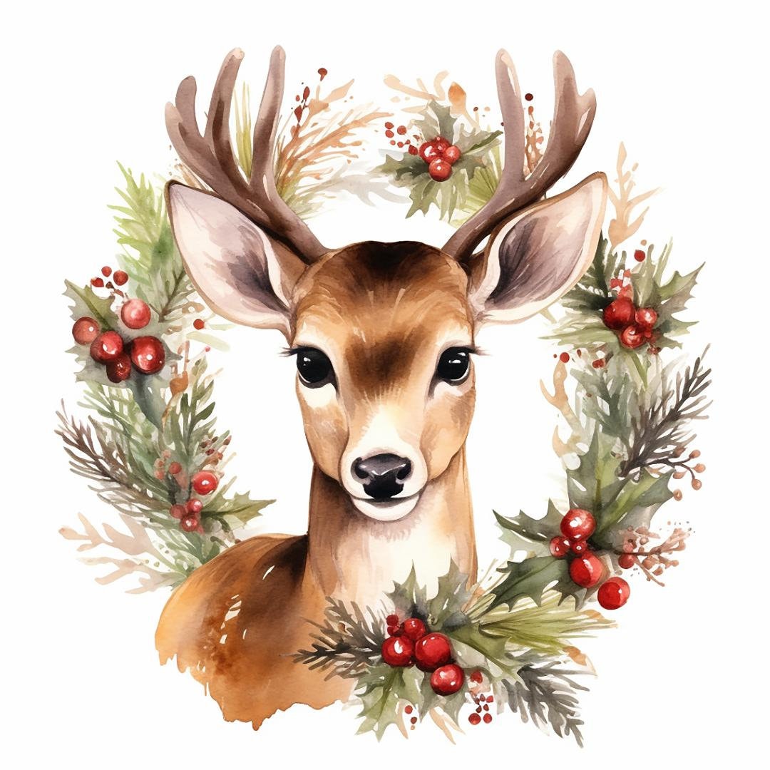 Christmas Deer With Wreath Pattern Keeper Compatible PDF Instant ...