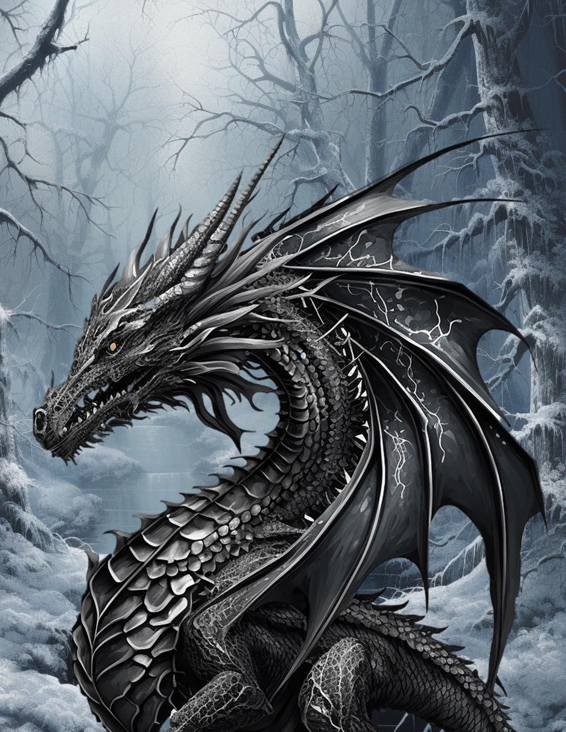 Black Forest Dragon Large Midsize Pattern Keeper Compatible PDF Instant ...