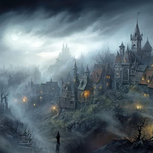 Cursed Old Town 1 Halloween Landscape Scene Pattern Keeper Compatible ...