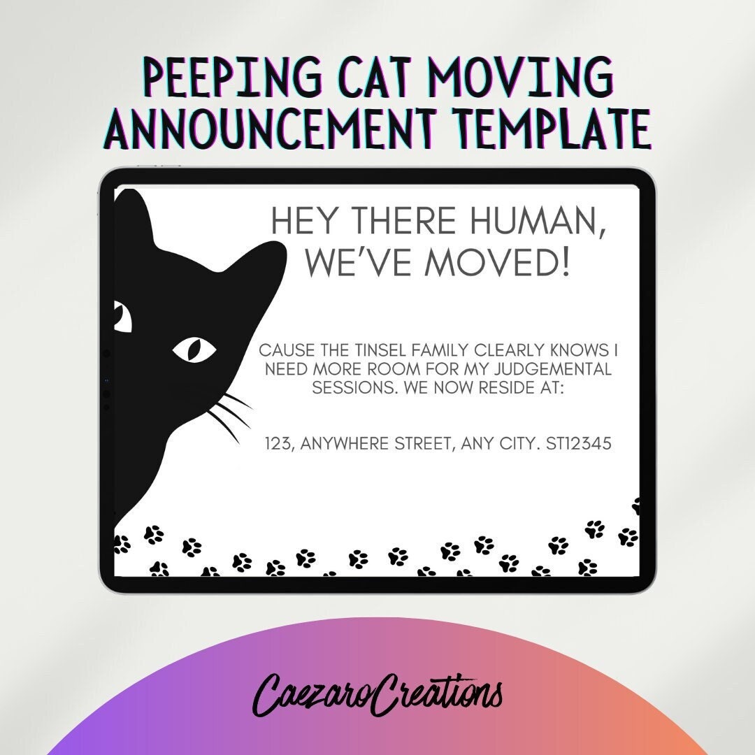 Peeping Cat New Home Announcement Template That's Purr-fect for ...