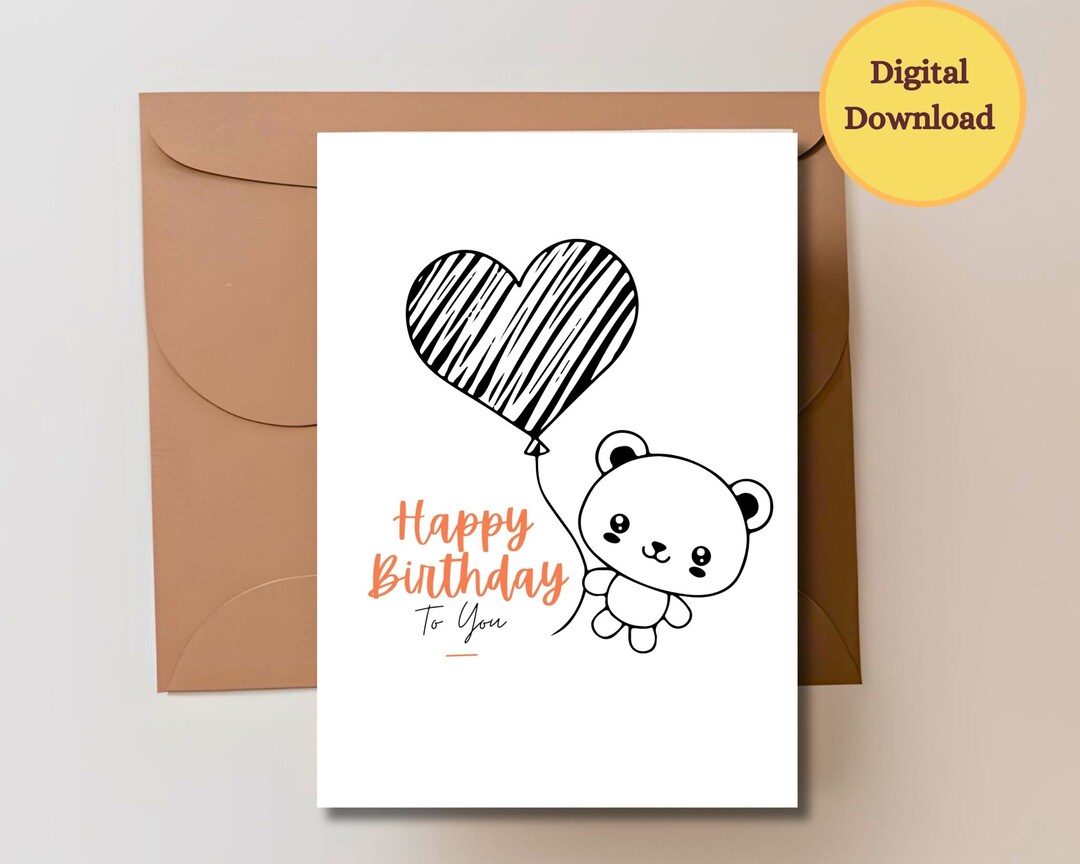 Taddy Birthday Printable Cards / Instant Download PDF 5x7 / - Etsy