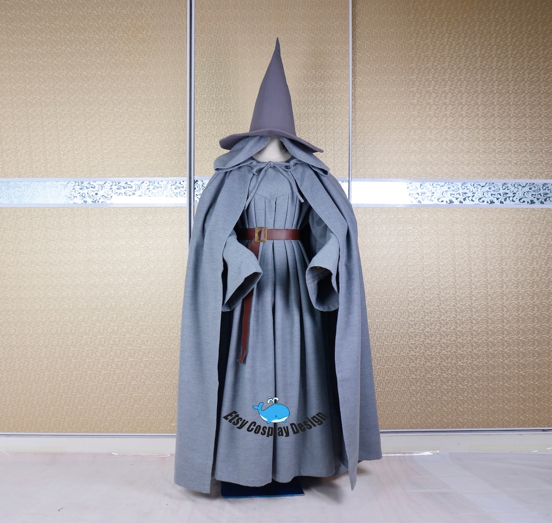 Gandalf Cosplay Costume Gray Wool Cloak Hooded Gandalf Auldt - Etsy