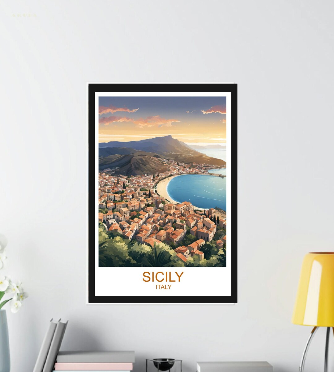 Sicily Travel Print Sicily Travel Poster Sicily Italy Wall - Etsy