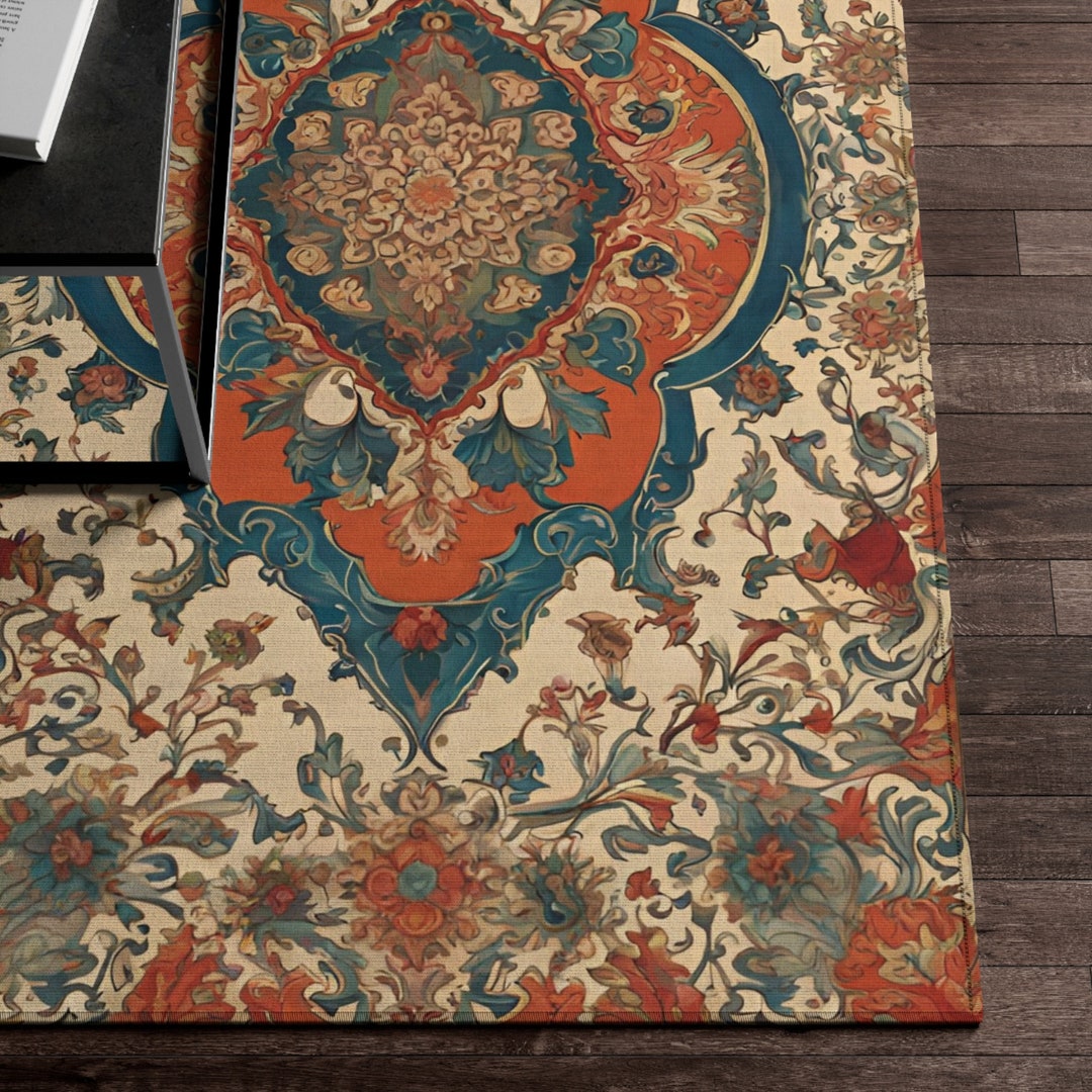 Dornier Fluffy Rug With Colorful Persian Design for Daily Use, One of a ...