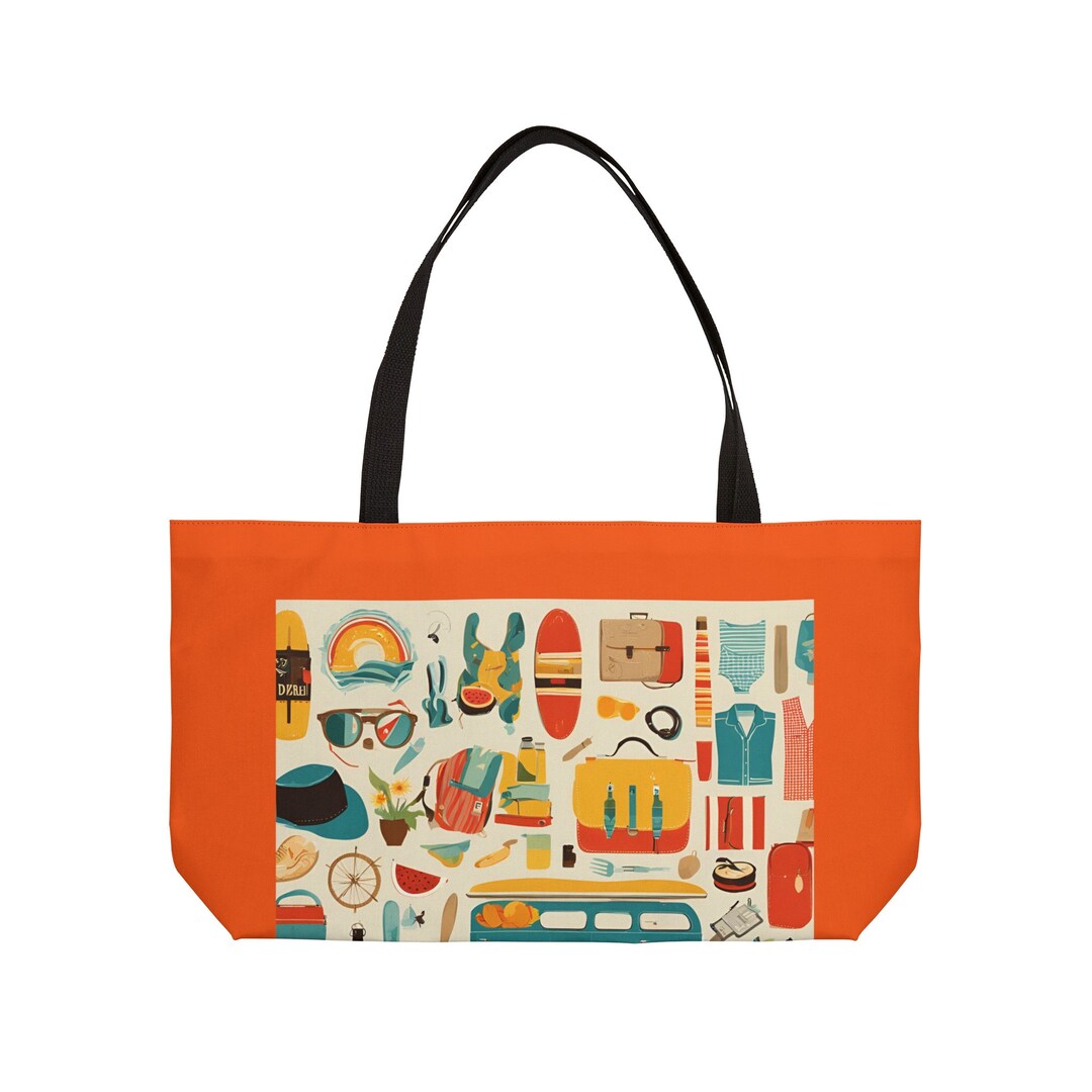 Orange Weekender Cute Tote Bag, Best Selling Duffle Beach Pool Bag, One ...
