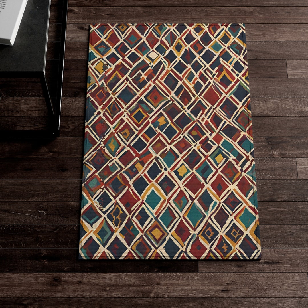 Dornier Fluffy Rug With Colorful Checkered Moroccan Design for Daily ...