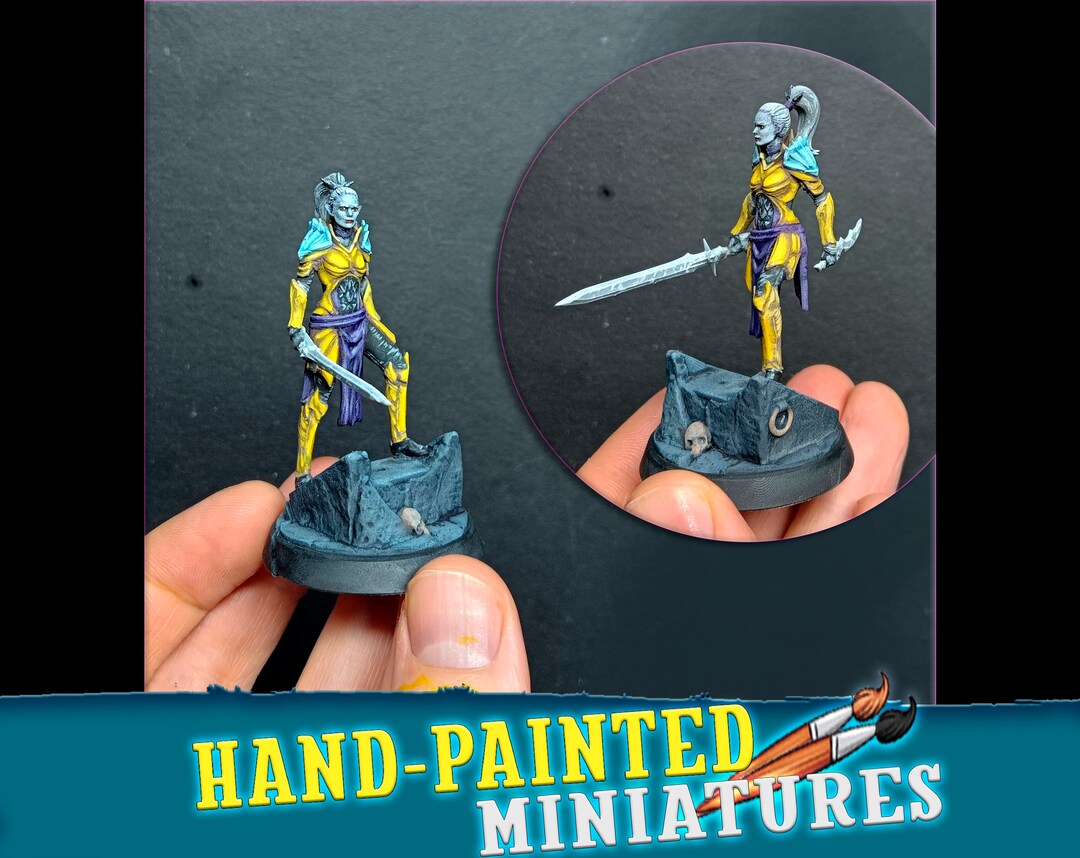 Hand Painted Drow Fighter Elf Dark Rogue Warrior High Elves Wood ...