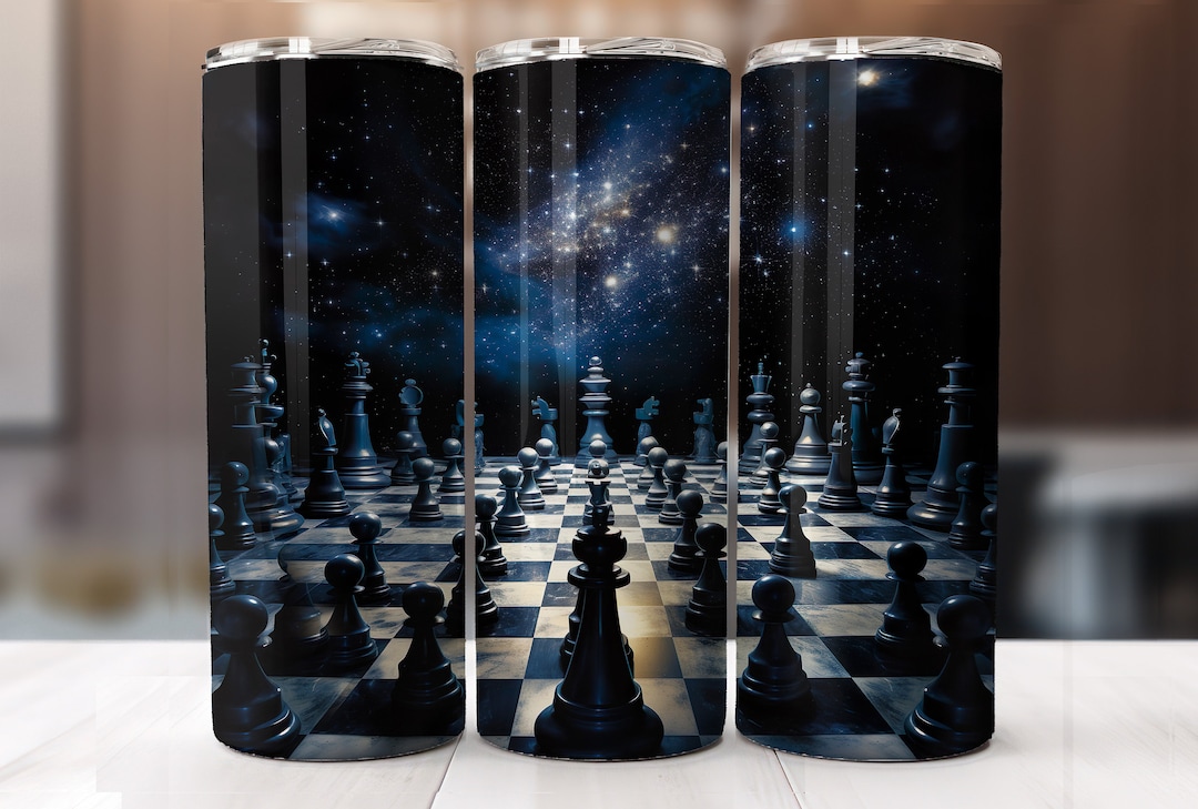 Chess Game Design Tumbler 20 Oz, Fantasy Chess Seamless Image, Tumbler ...