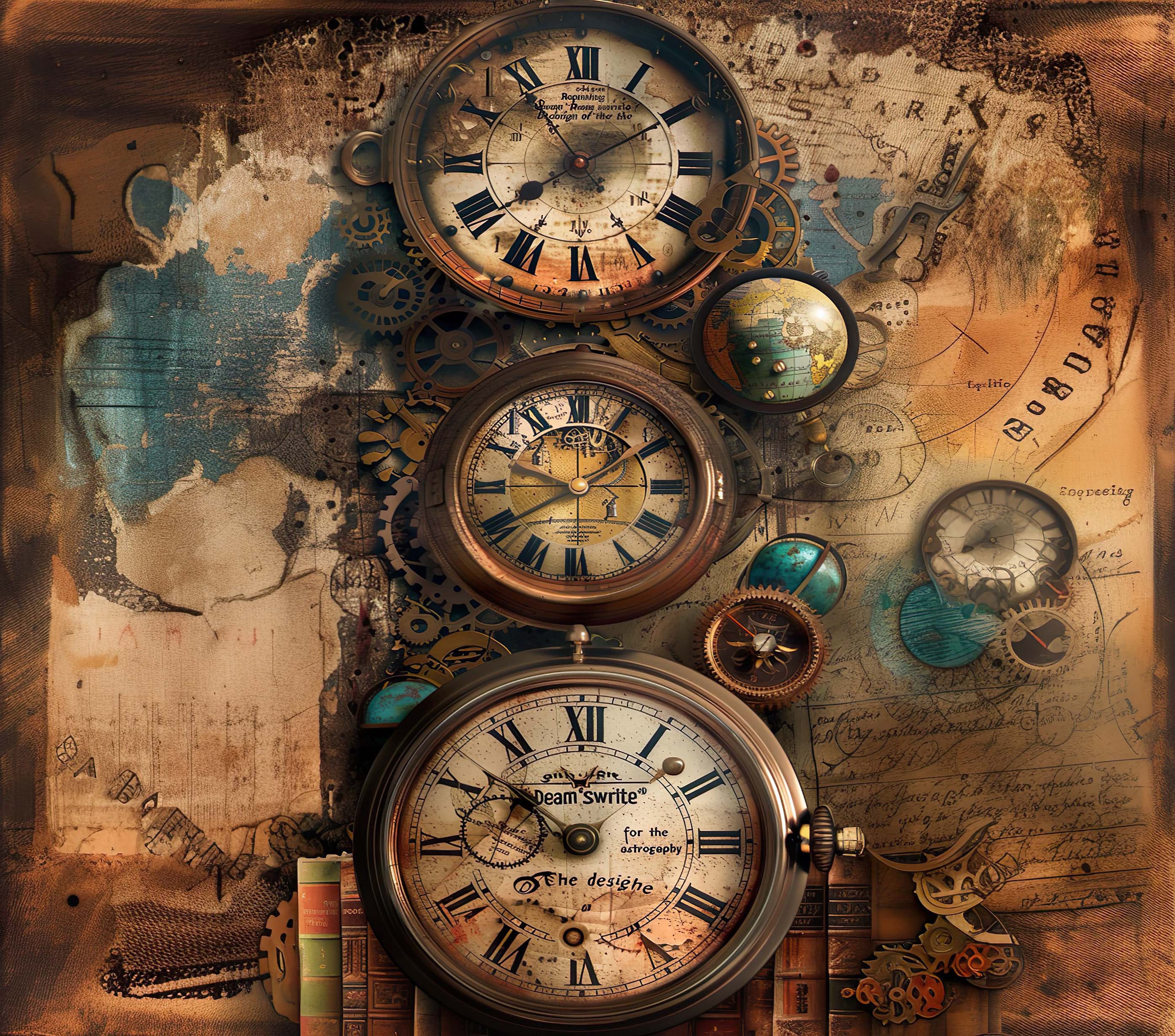 Old Clock Pattern, Design Tumbler 20 Oz, Vintage Steampunk Clock ...